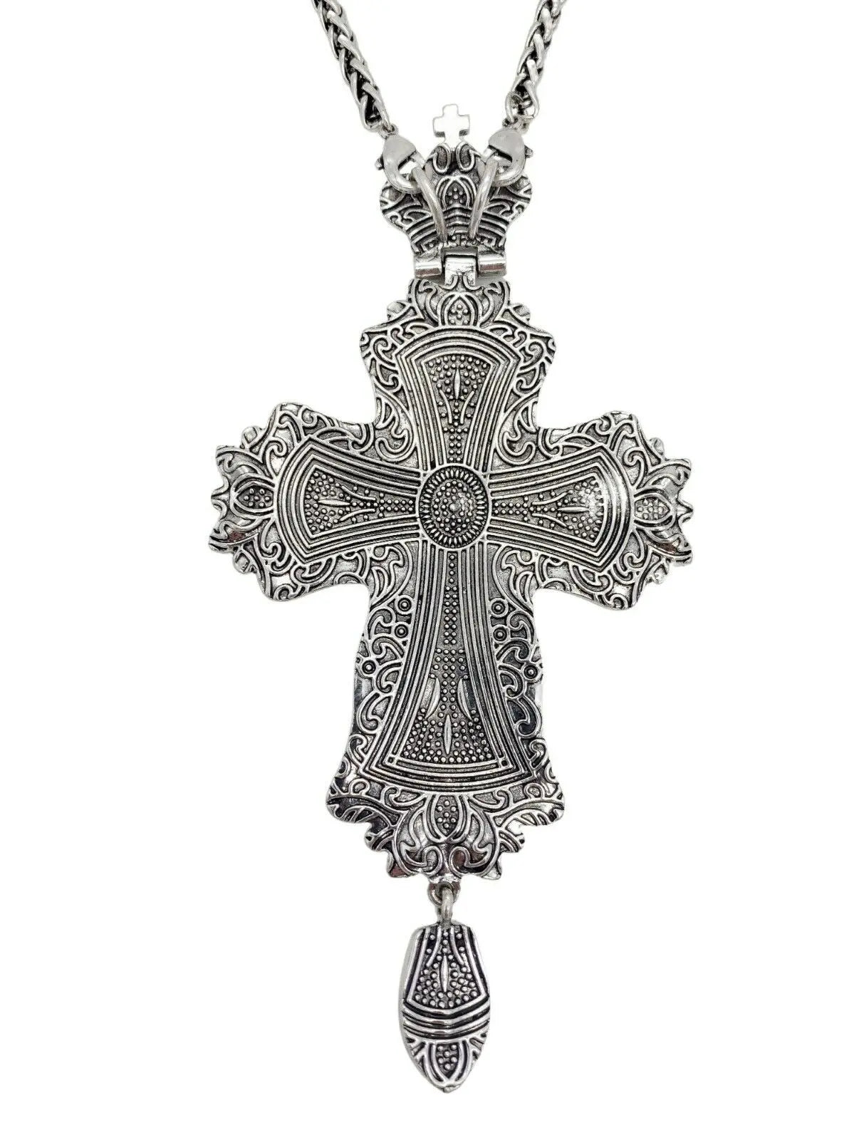 Green Crystals Bishop Pectoral Cross Silver Clergy - Nazareth Store