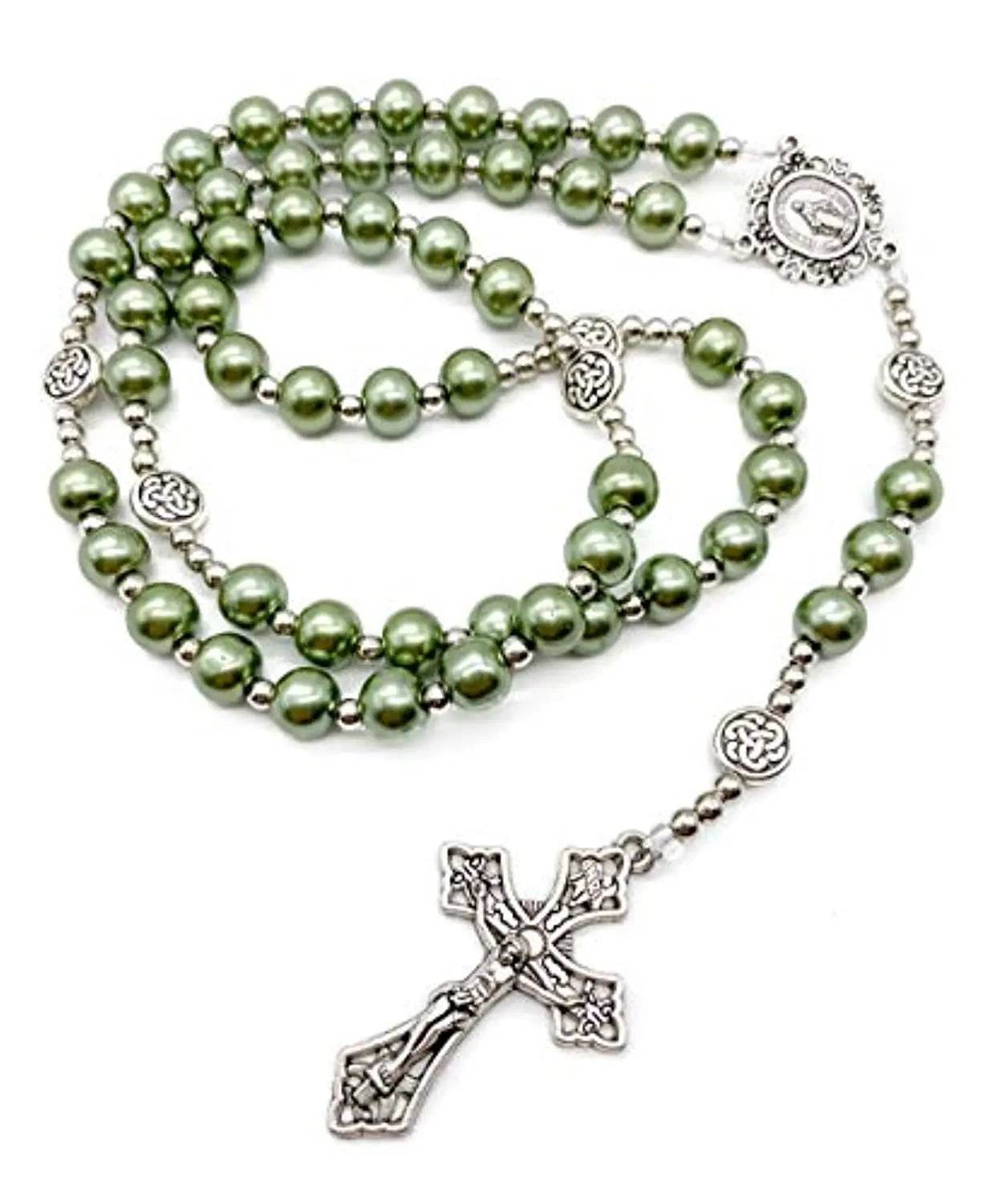 Green Rosary Catholic Pearl Necklace - Nazareth Store