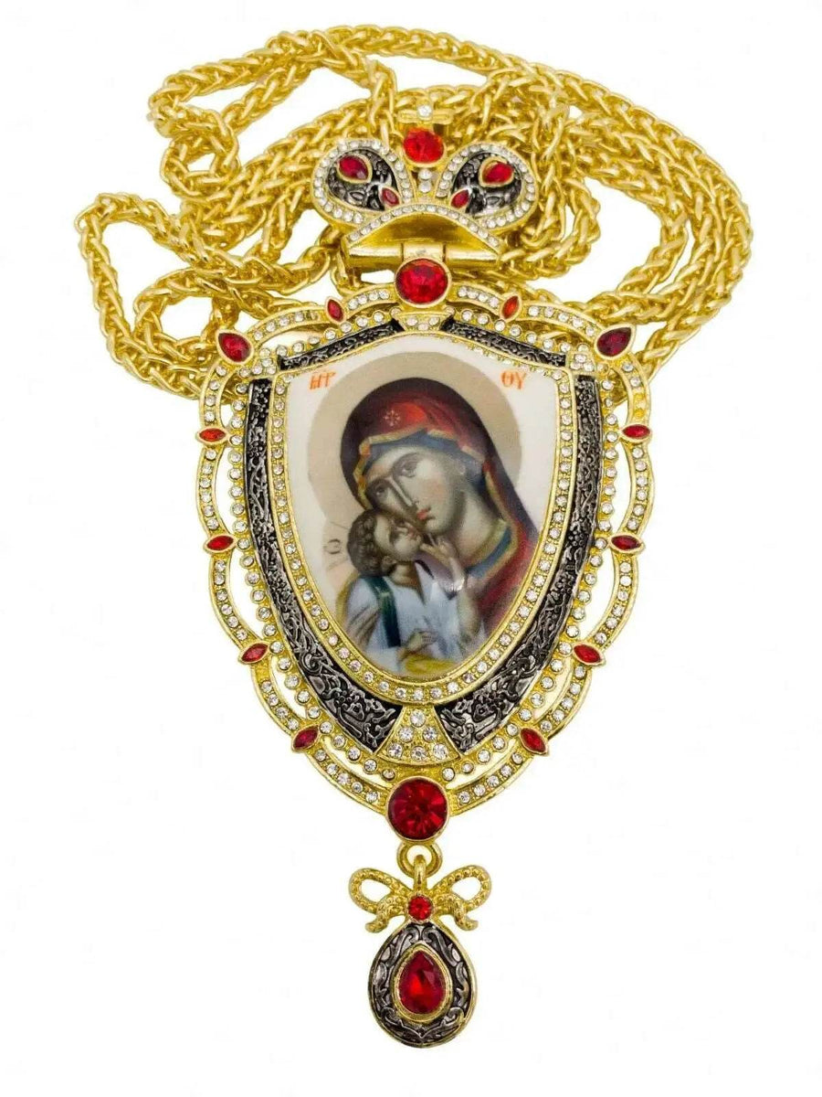 Santa María Cruz Pectoral Cristales Rojos Sacerdote Obispo – Nazareth Store
